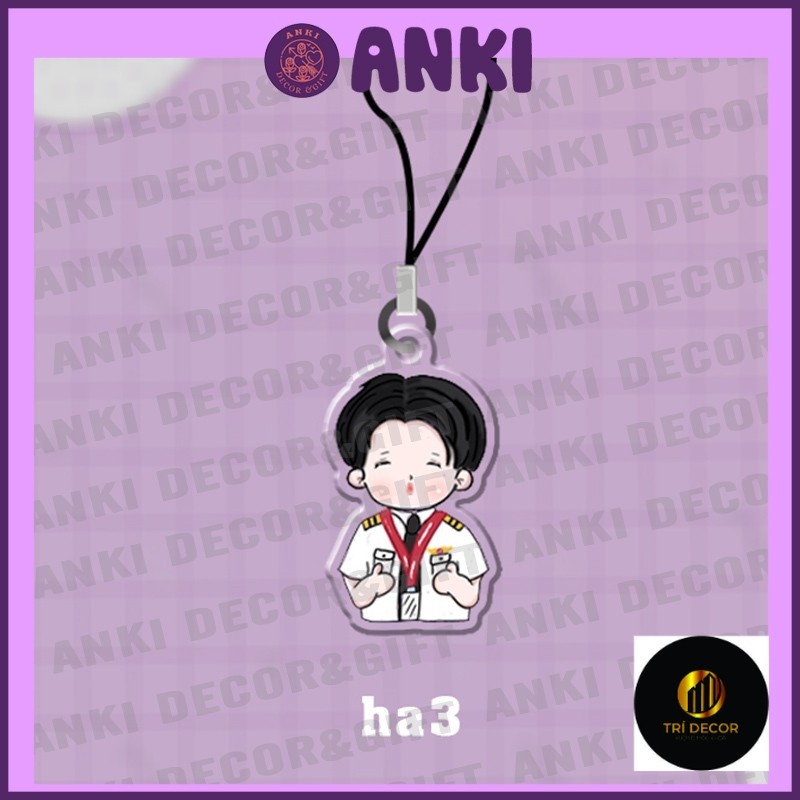 dây treo điện thoại chibi HACOI cute, chất liệu mica trong suốt, quà ...