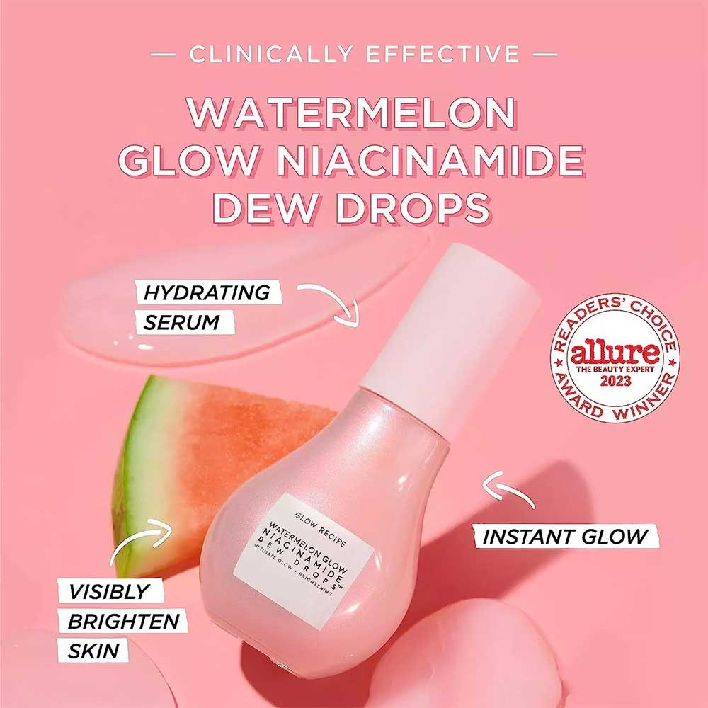 Glow Recipe Watermelon Glow Niacinamide Dew Drops Face Serum for Skin ...