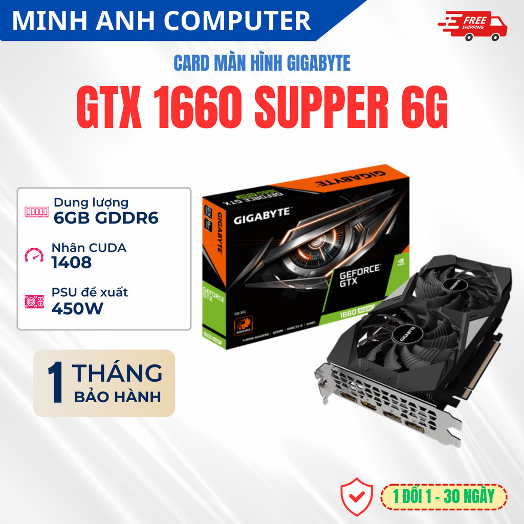 Card màn hình VGA Gigabyte GTX 1660 Super OC-6G (6GB GDDR6, 192-BIT ...