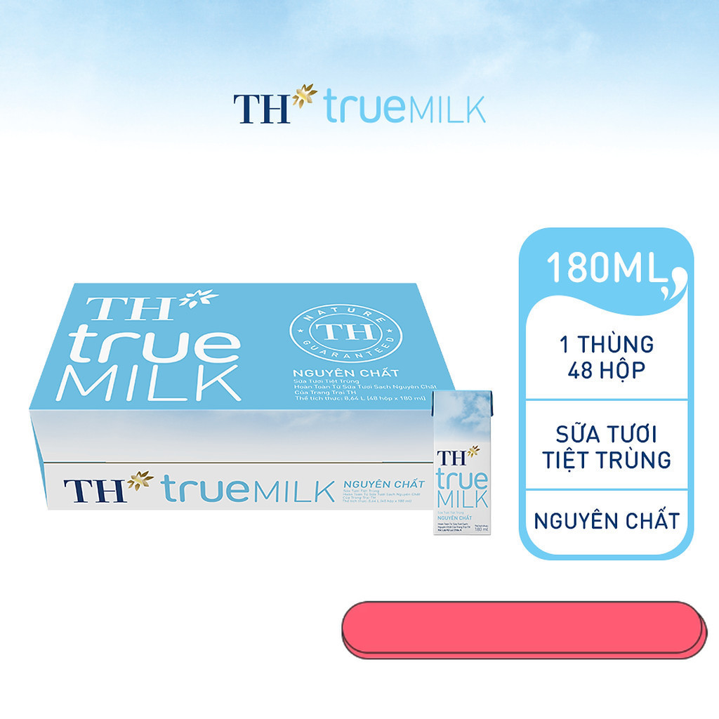 Thùng 48 hộp sữa tươi tiệt trùng nguyên chất TH True Milk 180ml (180ml x 48) | Shopee Việt Nam