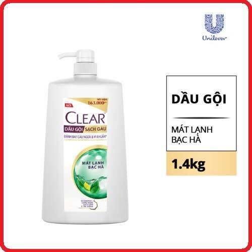 Dầu Gội Clear Sạch Gàu 1.4kg/880g/630g Mát Lạnh Bạc Hà 3x Sức Mạnh Đánh Bay Gàu, Ngứa, Vi Khuẩn ...