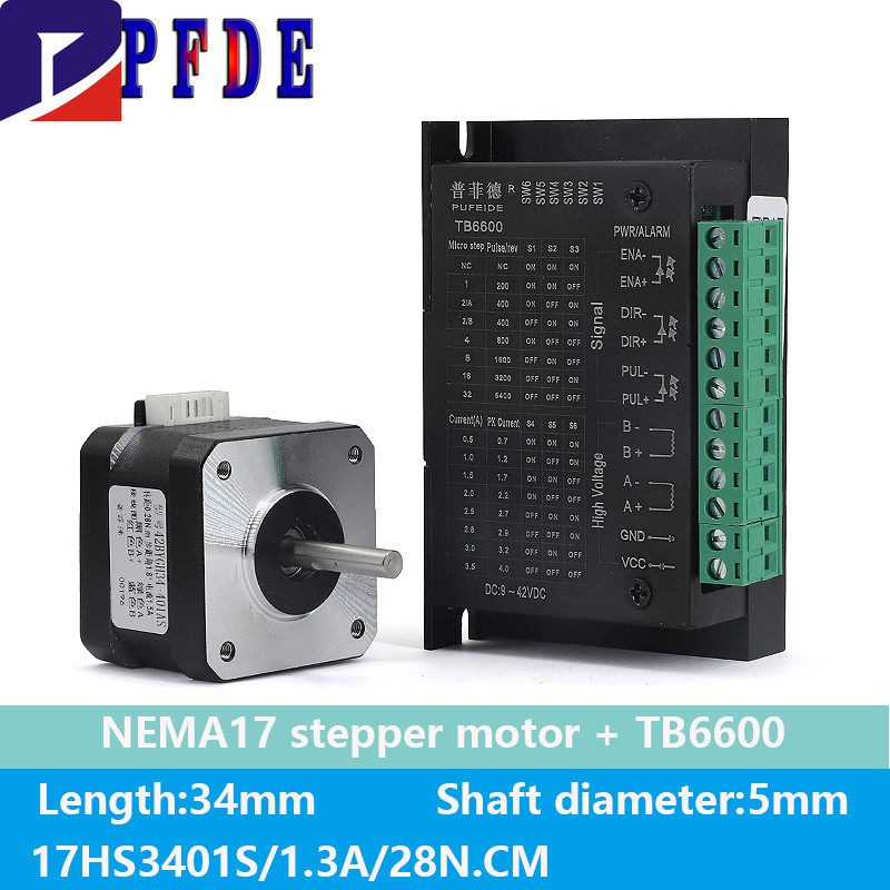 17HS3401S 4 Dây Nema 17 Động cơ bước 2 Pha 42BYGH34 1.3A Mô-men xoắn 0 ...