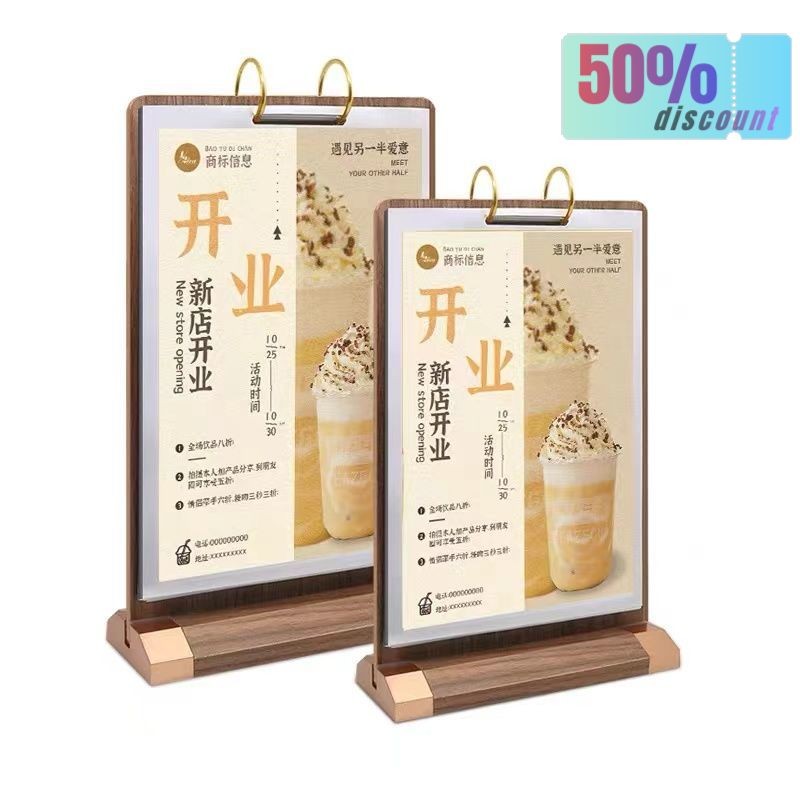 Gỗ óc chó A4 Nhà hàng Menu Trang chuyển thẻ bàn Menu A5 để bàn trưng ...
