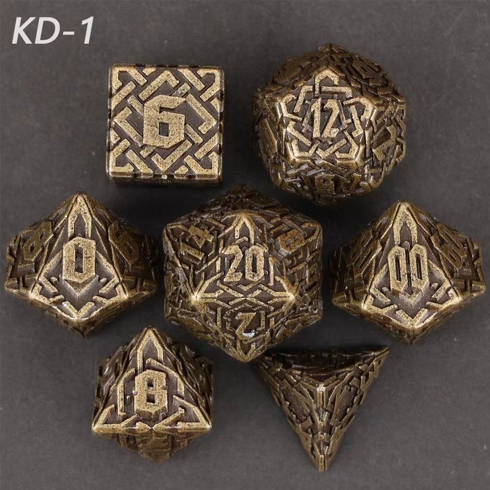 Set 7 xúc xắc đa diện phong cách Dùng Để Chơi Game RPG DND Dungeons Dragons Nhóm Chạy Kim Loại ...