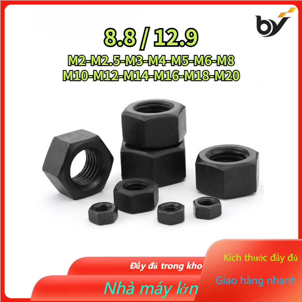 Đai ốc lục giác cường độ cao 8.8 / 12.9 M2M3M4M5M10M16 Mũ vít đai ốc đen GB6170 | Shopee Việt Nam