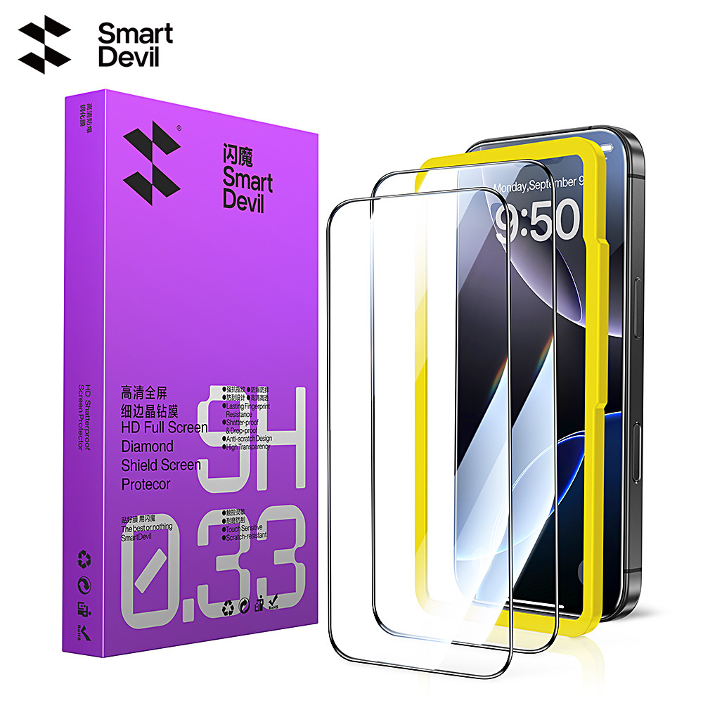 Kính cường lực pha lê SmartDevil HD Fine Edge cho iPhone 17 Pro Max / 17 Pro / 16 Plus / 17 / 16 ...