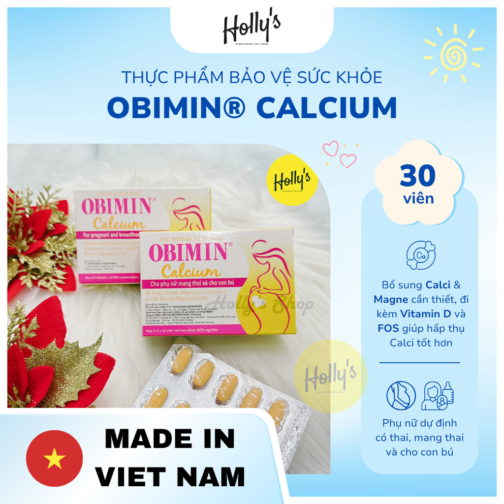 OBIMIN CALCIUM Viên uống bổ sung canxi mẹ bầu Hộp 30 viên | Shopee Việt Nam