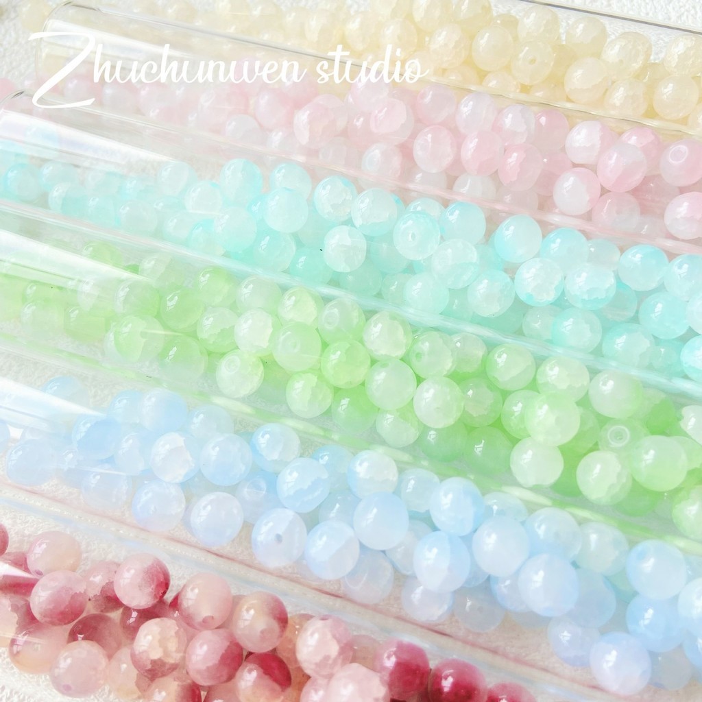 [Kong Gu Ji] Hạt thủy tinh vỡ Ngọc Bích 8mm tự làm chất liệu Đính Cườm ...