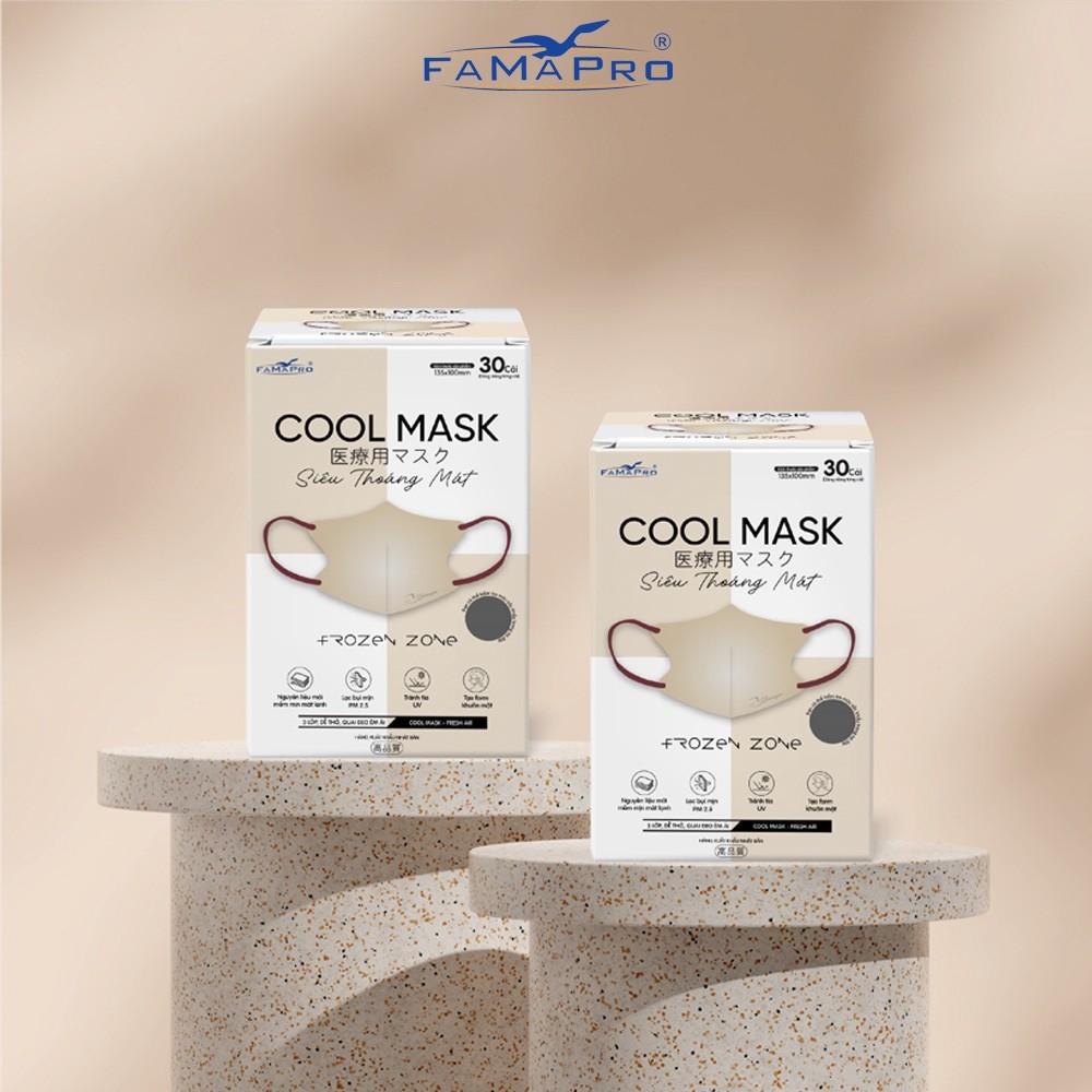 Khẩu trang kháng khuẩn cao cấp 3 lớp Cool Mask Famapro hộp 30 chiếc ...