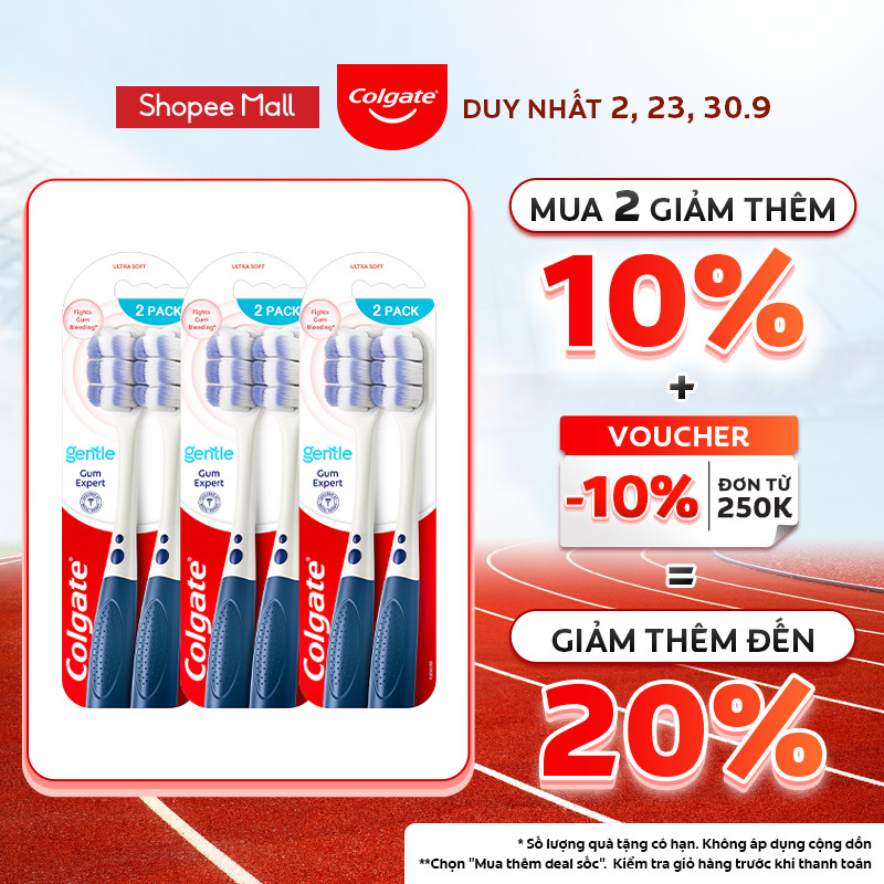 Bộ 6 Bàn chải Colgate Gentle Gum Expert lông dày siêu mềm, ôm sát nướu ...