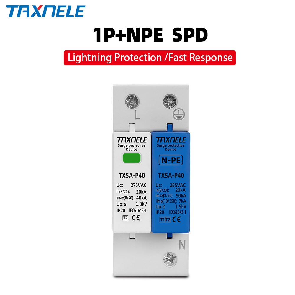 Ac SPD 1P + NPE 40KA 385V 275V Bảo vệ chống sét Nhà Bảo vệ thiết bị ...