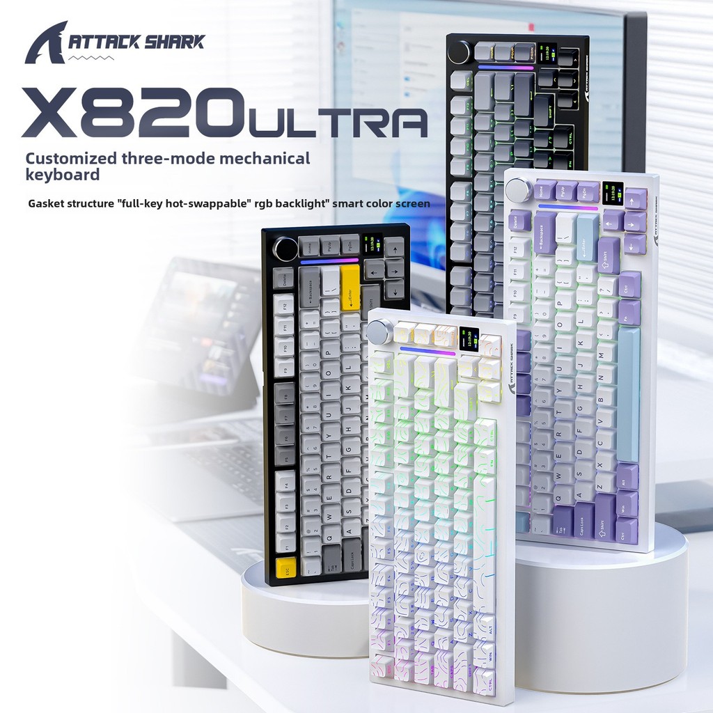 ATTACK SHARK X820 Ultra 3mode Wireless Mechanical Keyboard RGB with ...