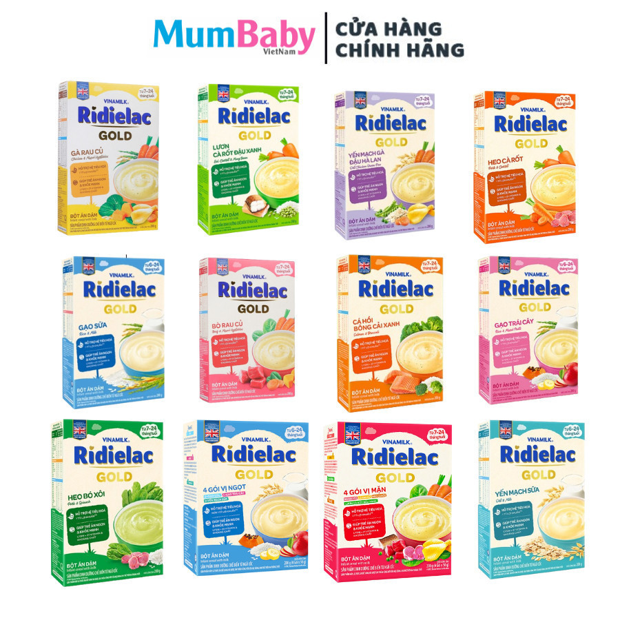 Bột ăn dặm Ridielac Gold Vinamilk đủ vị hộp giấy 200g | Shopee Việt Nam