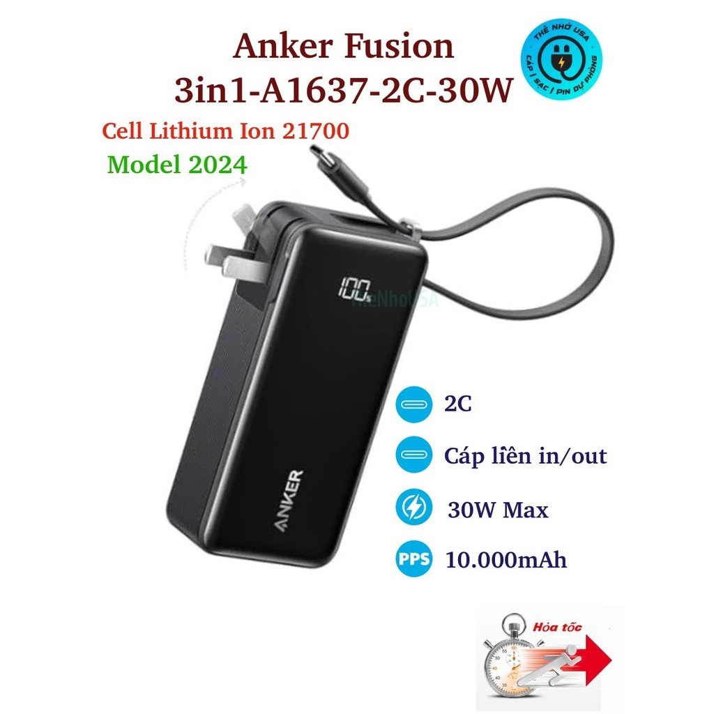 [Model 2024] Pin sạc dự phòng 3 in 1 Anker Powercore Fusion 30W ...