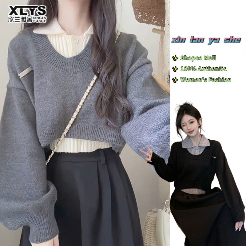 Xin Lan Ya She Áo Len Nữ Preppy Thiết Kế Hàng đầu Dệt Kim Hàn Quốc Shopee Việt Nam
