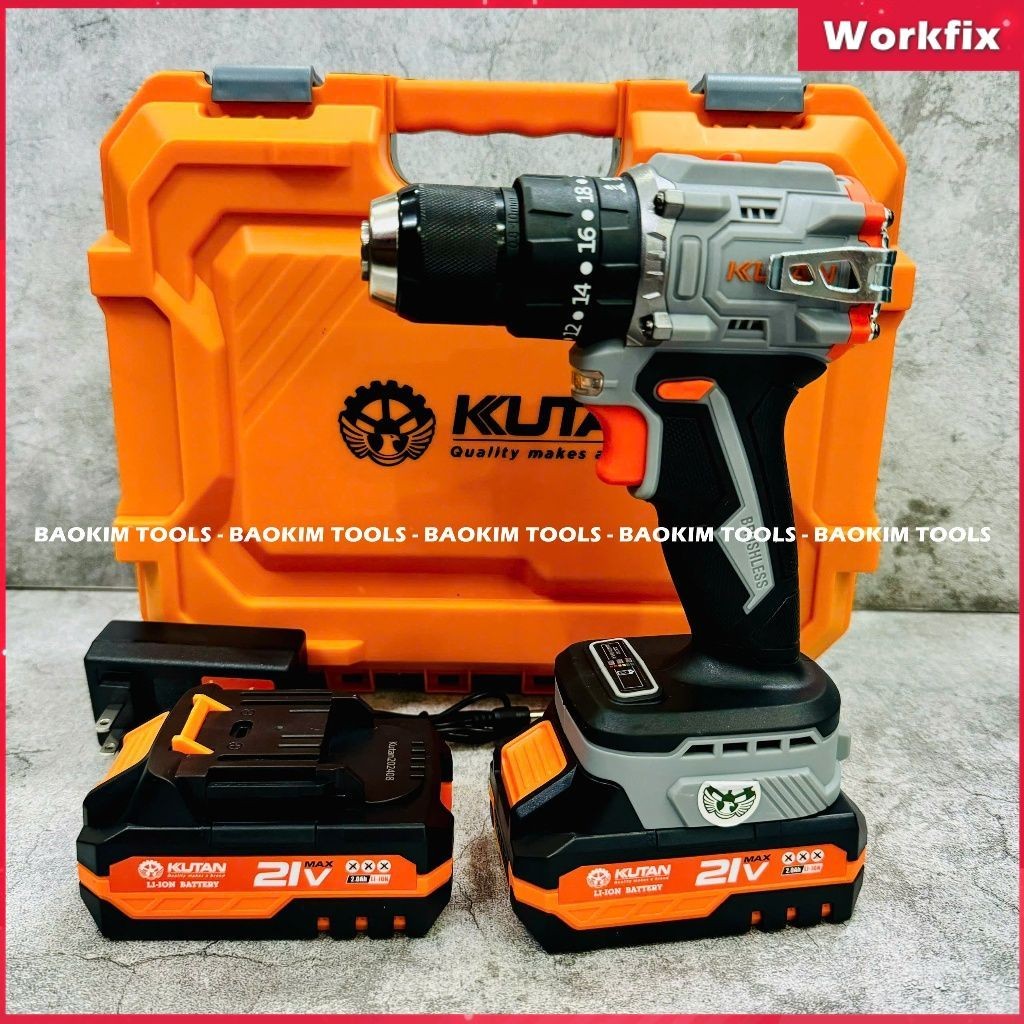 💥FREESHIP💥Máy khoan pin không chổi than KUTAN KP136 / Chuyên khoan tường, khoan sắt, gỗ, Bắt vít ...