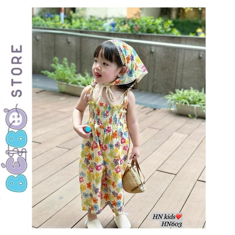 Bộ jump dài kèm khăn trùm đầu hoạ tiết hoa nhiều màu siêu đáng yêu ...