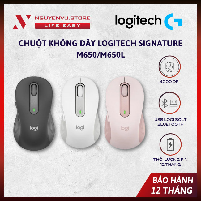 [CHÍNH HÃNG] Chuột không dây Logitech SIGNATURE M650 / M650L Kết nối ...