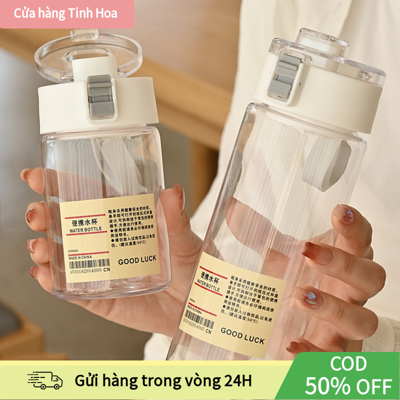 【COD】Bình Nước MUJI Trong Suốt 350ml / 550ml / 800ml – Có Nắp Chống Tràn & Tay Cầm Tiện Lợi ...