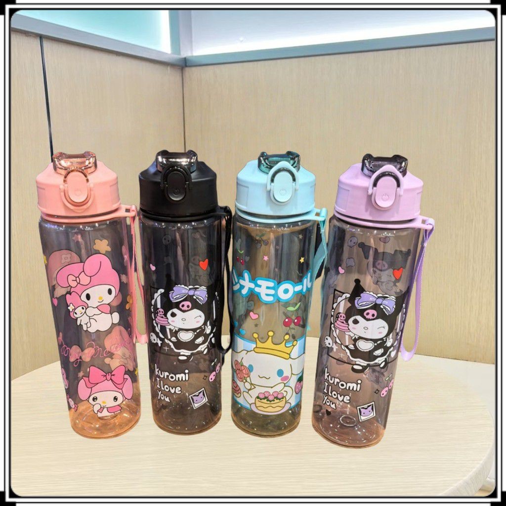 800ML Sanrio Hello Kitty Cốc Nước Kuromi Cinnamoroll Dung Tích Lớn Bật Lên Ống Hút Cốc Nước Thể ...