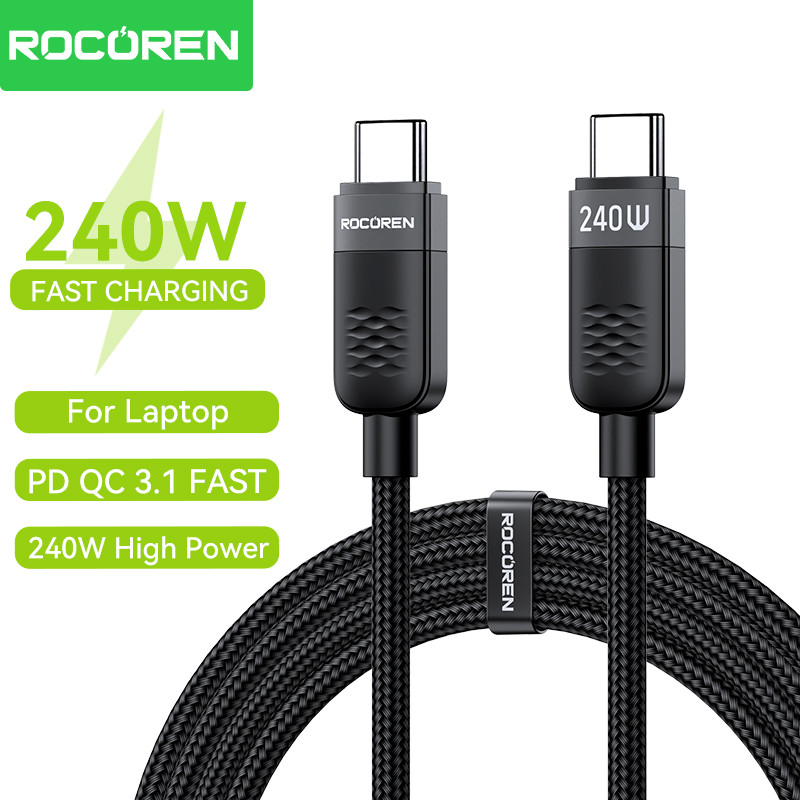 Rocoren Wave 240W 5A C Sang C PD QC3.0 Type-C Sạc Nhanh USB2.0 480Mbps Cho Laptop Samsung Huawei ...