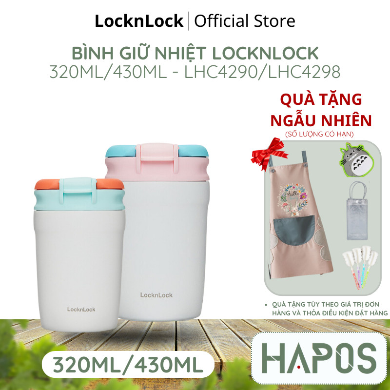 Bình giữ nhiệt LocknLock LHC4290 LHC4298 thép 316L, Hàng chính hãng, 320-430ml, nắp bật hai ...