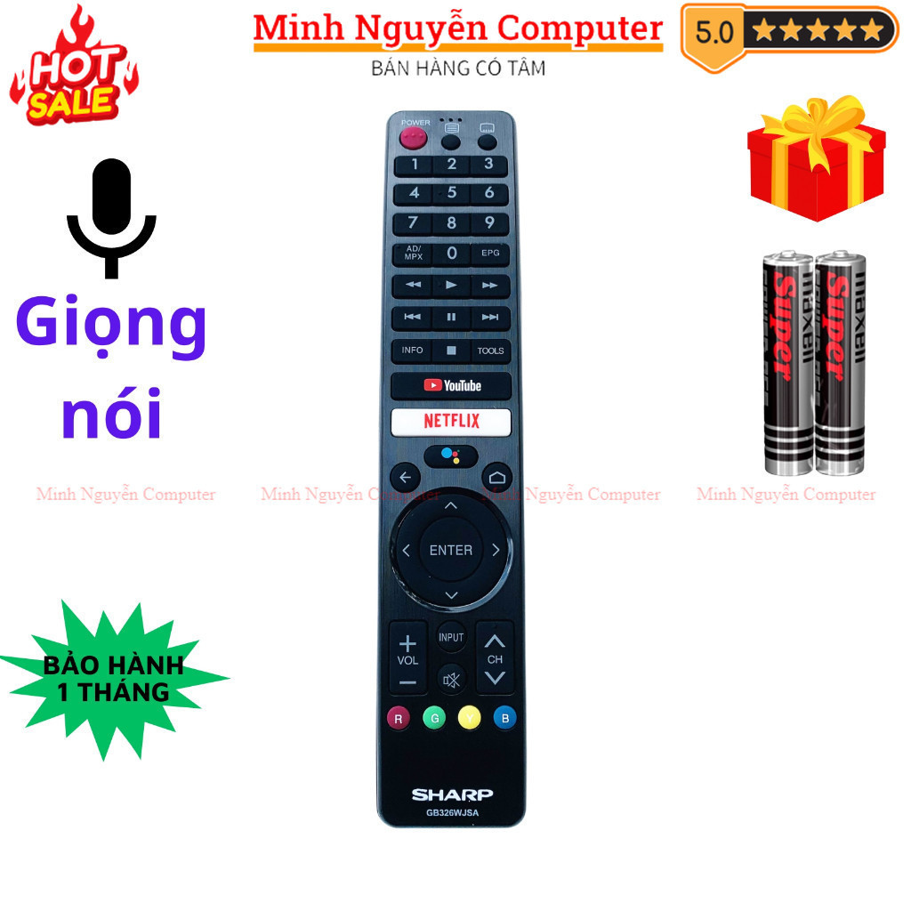 Remote điều khiển tivi SHARP Mã 08 GB326WJSA Giọng Nói, điều khiển TV ...