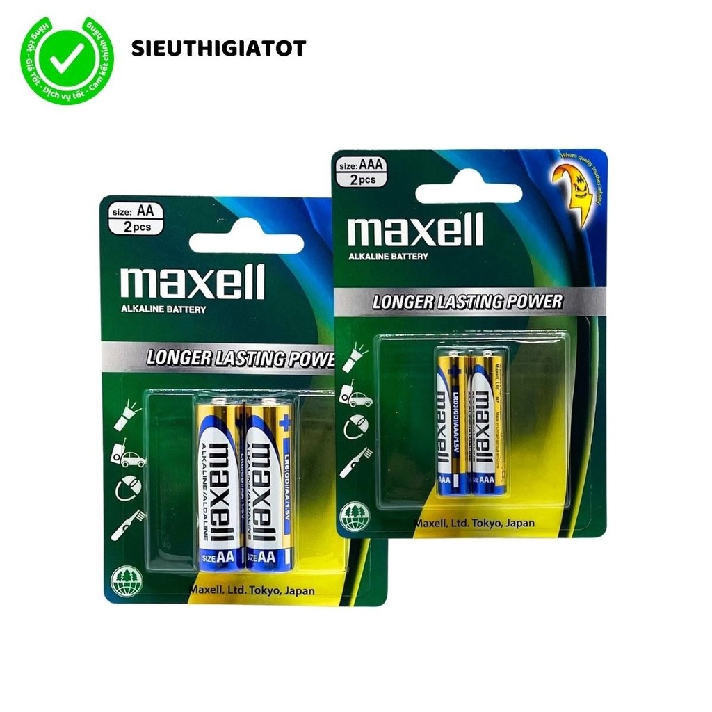Pin AA / Pin AAA Maxell alkaline 1,5V Vỉ 2 Viên Chính Hãng | Shopee ...