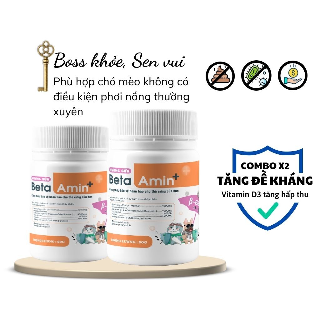 Bột dinh dưỡng BETA AMIN cho chó mèo ECOPETS tăng đề kháng, hỗ trợ ổn ...