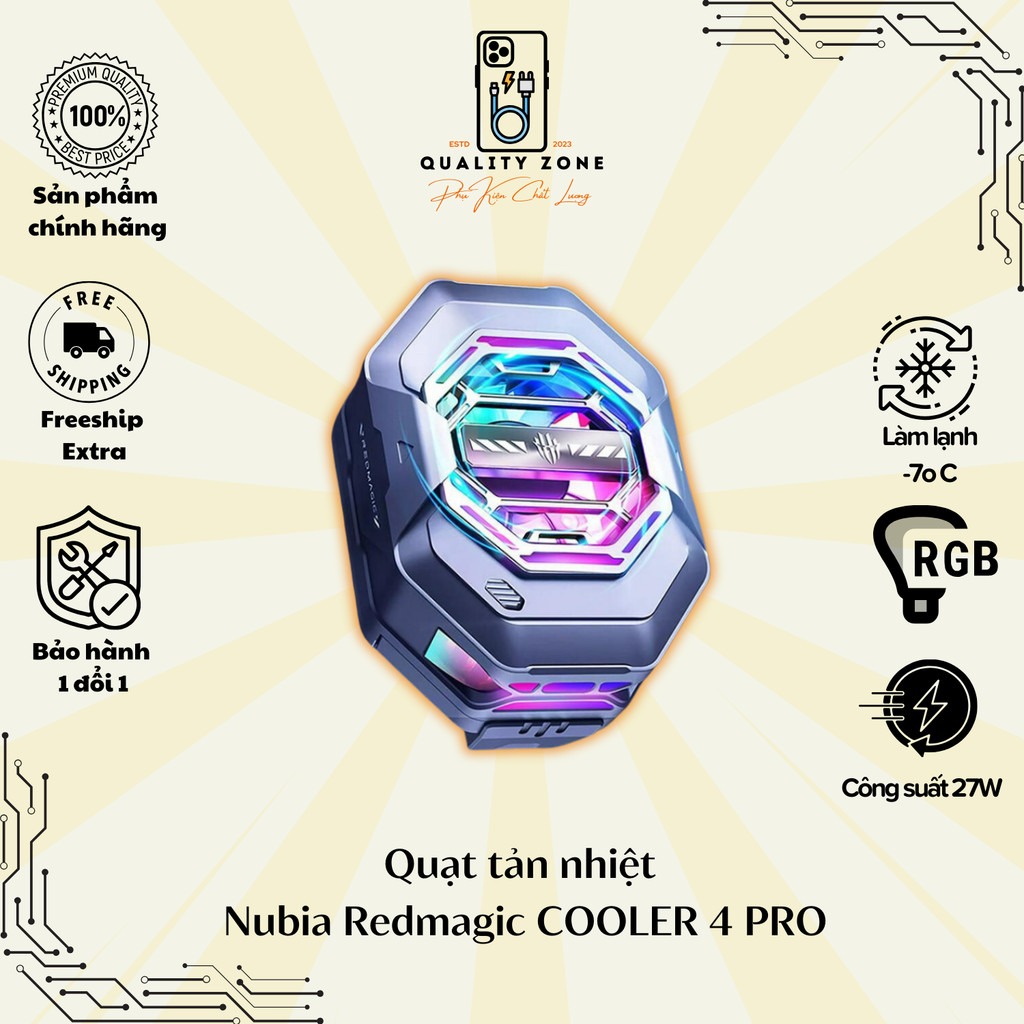 Quạt Tản Nhiệt điện Thoại Nubia Redmagic Cooler 4 Pro Sò Lạnh Ngàm Kẹp Công Suất 27W Giảm Nhiệt ...