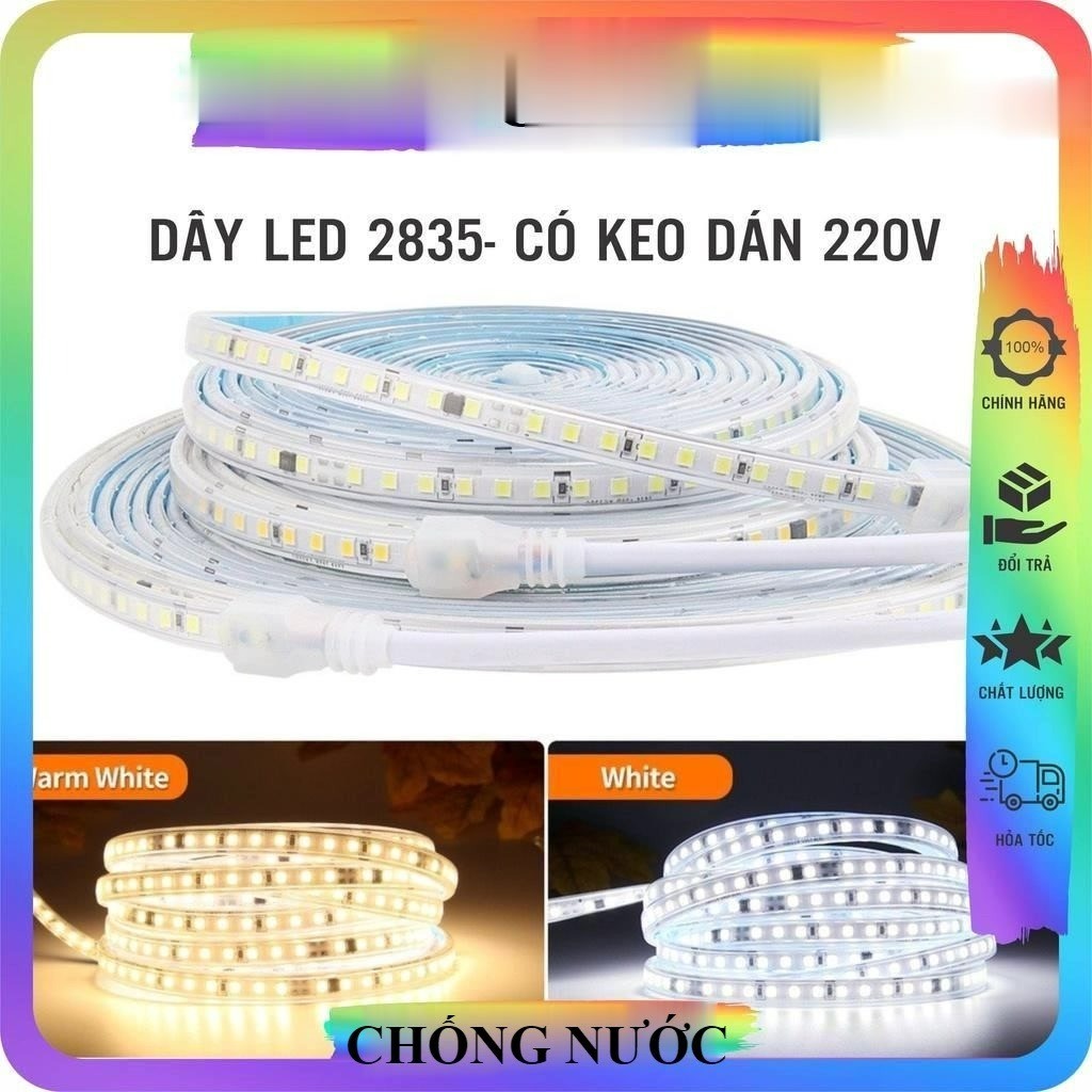 Dây đèn led 2835 - 220v - có keo dán - bán theo mét | Shopee Việt Nam