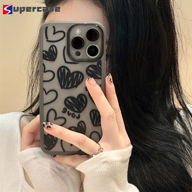 Ốp Lưng Trái Tim Tình Yêu Màu Đen Graffiti Thời Trang Cho Vivo V40 V30 Pro V30E V29 V29E Lite ...