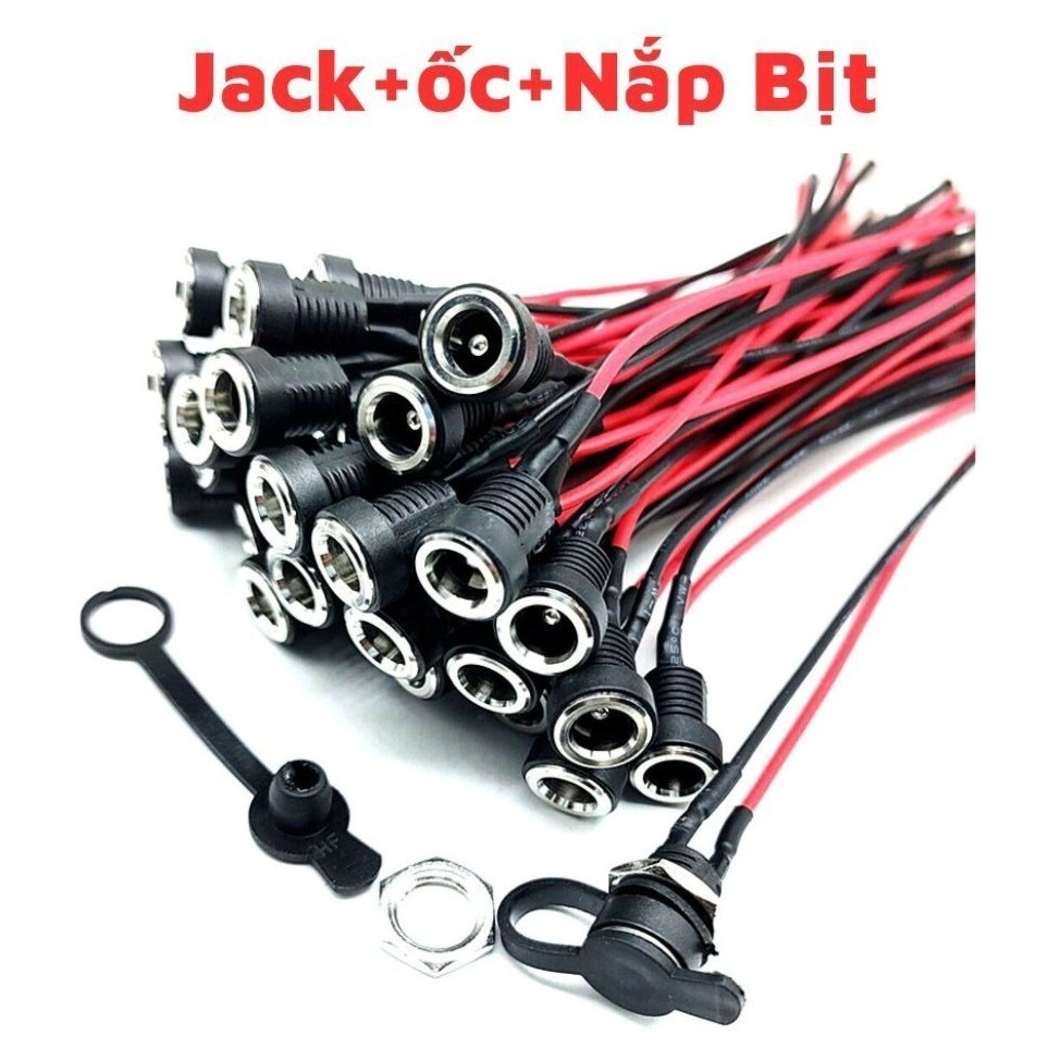 Jack Sạc DC 5.5x2.1mm Dây 22AWG Siêu Dai, Lỗ Khoan 10mm Có Nắp Cao Su ...