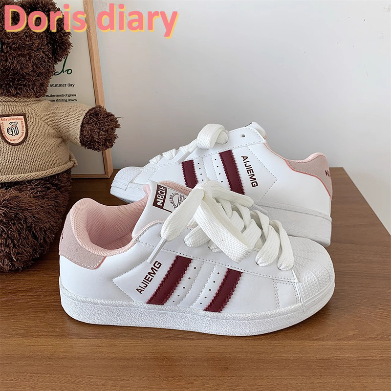 【Doris diary】Giày nữ màu trắng giản dị thời trang mới thoáng khí dành cho sinh viên giày thể ...