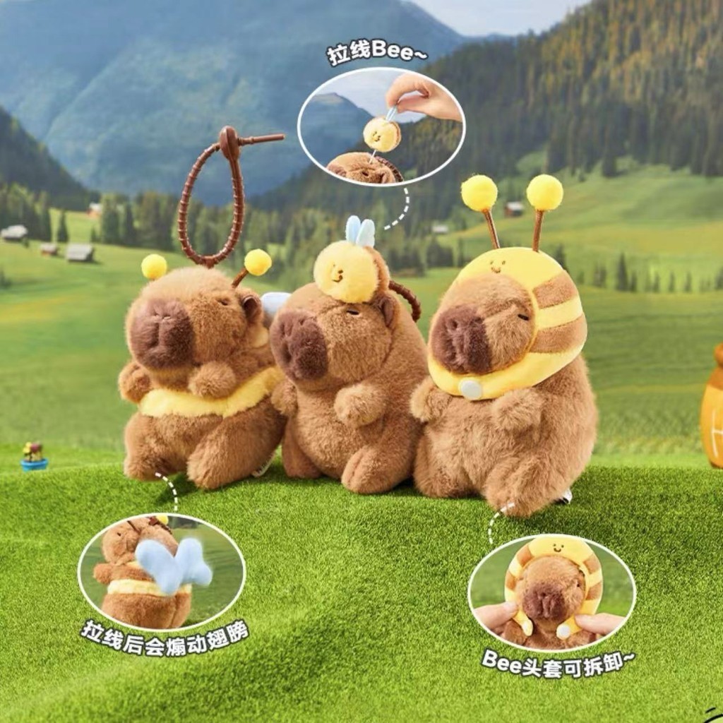 Fun Bee Capybara Mặt dây chuyền Búp bê Capibara dễ thương Dây kéo ...