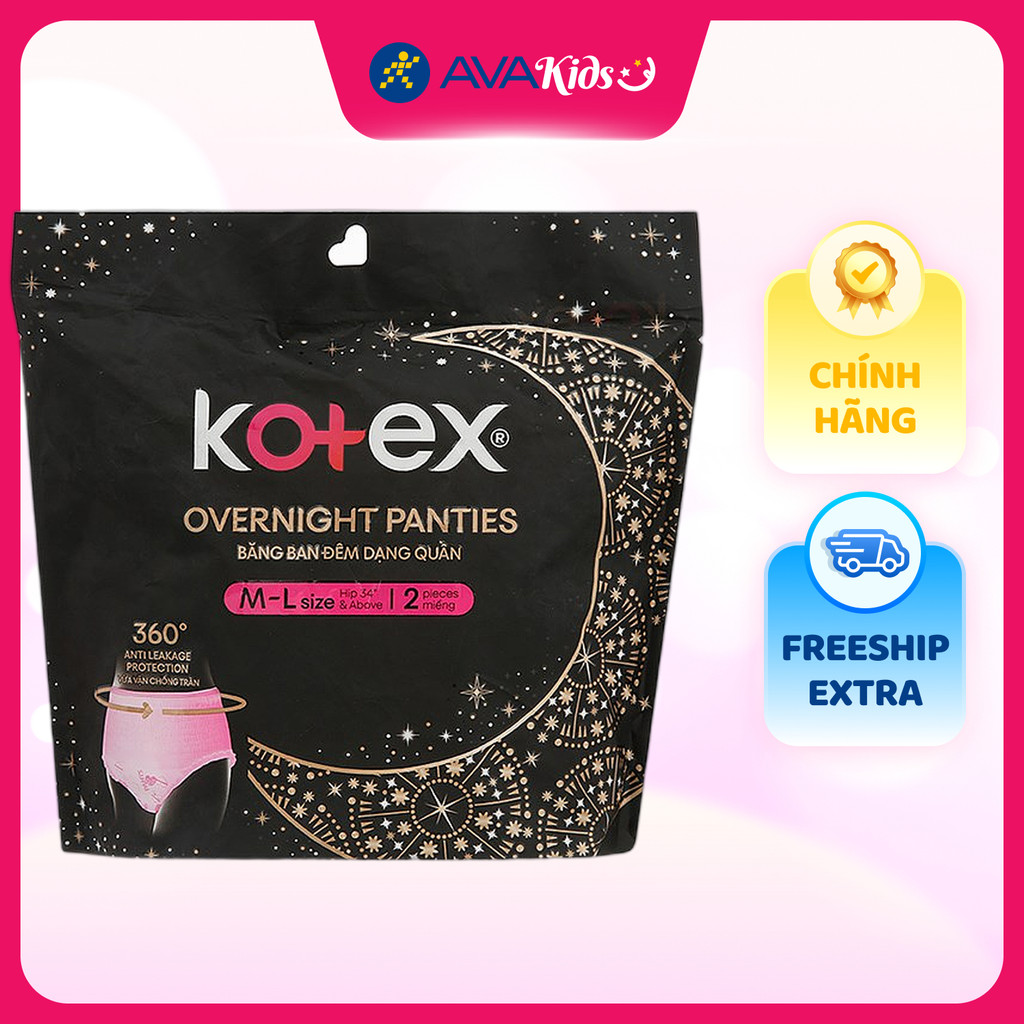 Băng quần ban đêm Kotex 360° chống tràn 2 miếng | Shopee Việt Nam