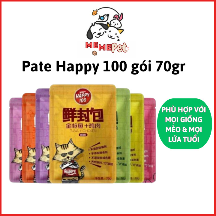 Pate Happy 100 Pate mèo Wanpy Happy100 Pate cho Mèo gói 70gr | Shopee ...
