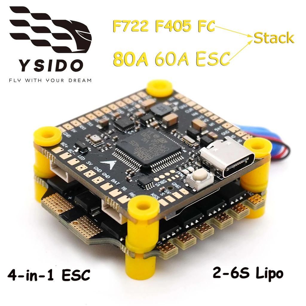 F405 V3 F722 Bộ điều khiển chuyến bay BLS 4 trong 1 60A 80A ESC 2-6S Lipo Stack / Flytower để ...