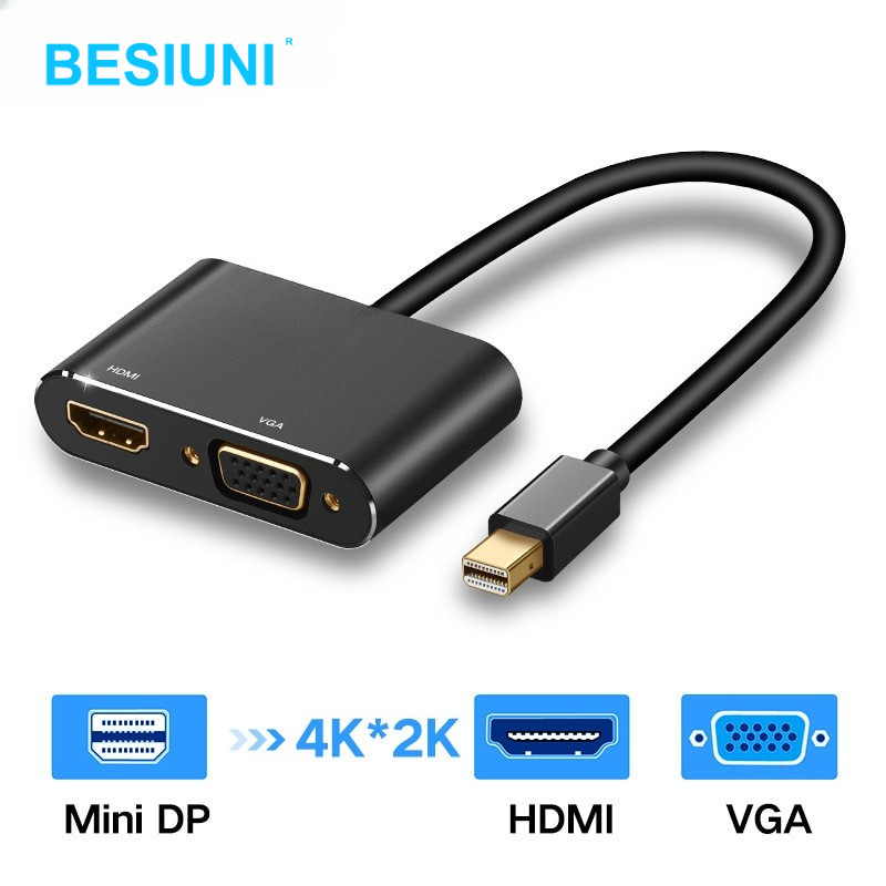 Cáp chuyển đổi Thunderbolt Mini DP Displayport sang 4k * 2k HDMI / VGA ...