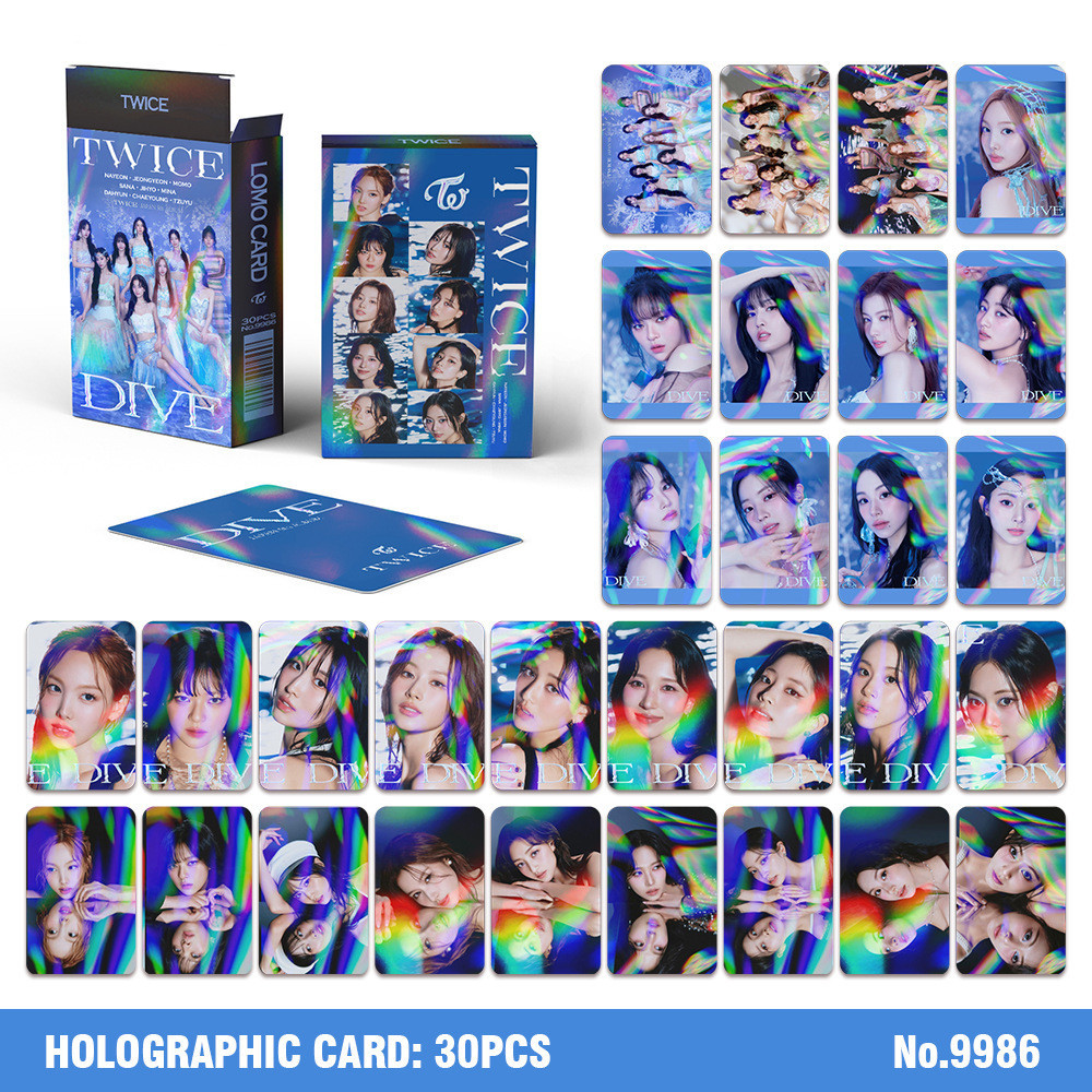 30Pcs TWICE DIVE Album Laser Hologram Lomo Cards With You-th HOLOGRAPHIC Photocards Nayeon ...