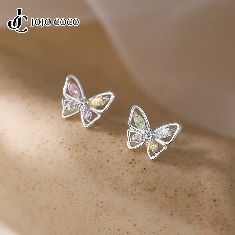 Jojo COCO Mới S925 Bạc Vít Khóa Tai Xuyên Bông Tai Màu Kim Cương Tai Xương Móng Tay Cá Tính Bông ...