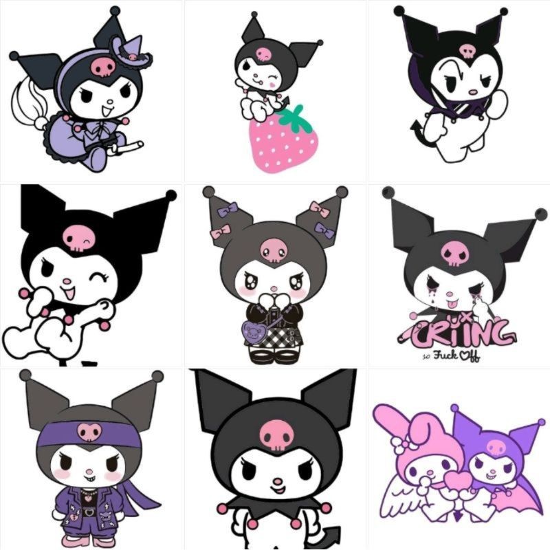 Set 9 hình Hình ủi ép nhiệt, logo Kuromi GC02 ủi lên quần áo bằng bàn ...