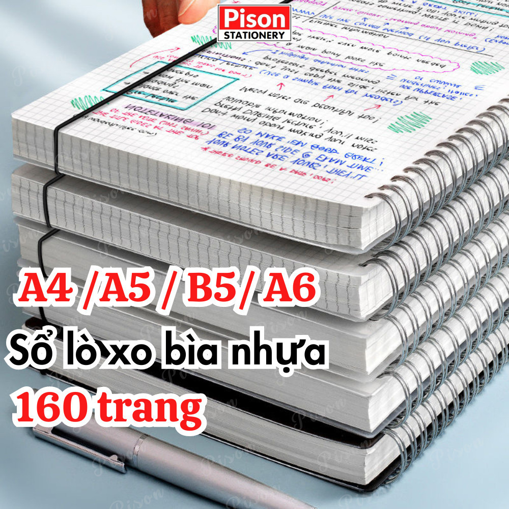 Sổ lò xo basic A6 A5 B5 A4 160 trang kẻ caro kẻ ngang trơn SỔ BÌA NHỰA | Shopee Việt Nam