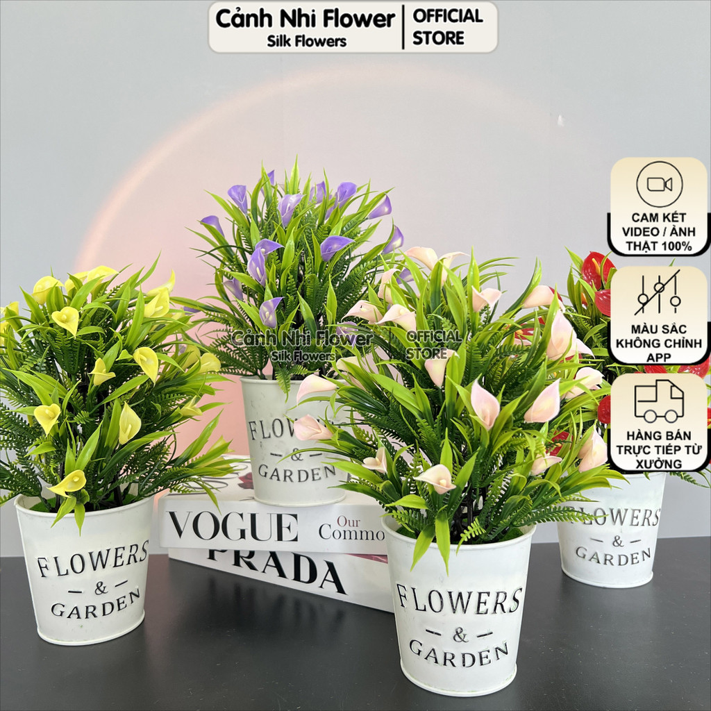 Chậu cây hoa rum mini cao 30cm – Cây hoa giả decor để bàn – Cảnh Nhi ...