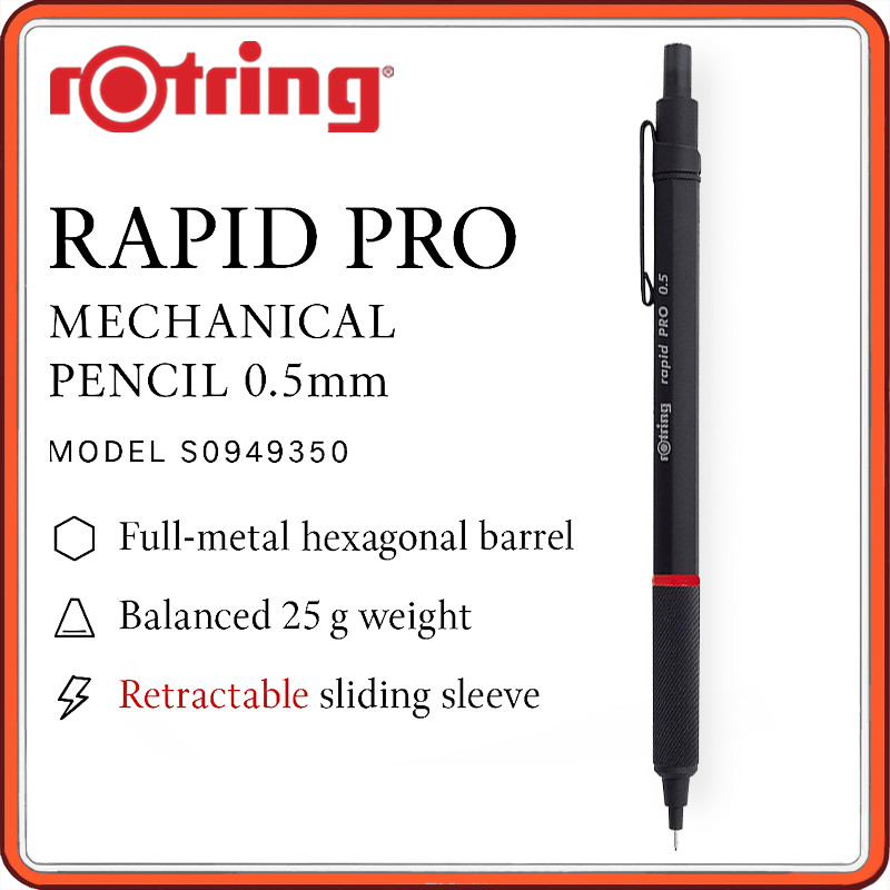 Rotring Rapid Pro Mechanical Pencil 0.5mm Model S0949350 – Full Metal ...