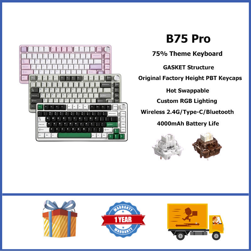 Bàn phím cơ không dây YUNZII B75 Pro 75% GASKET RGB Bàn phím tùy chỉnh ...