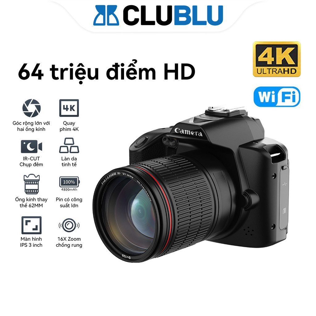 -CLUBLU- Máy Ảnh DSLR D5S 4K 64MP Video1080P Điện Thoại Kết Nối WiFi ...