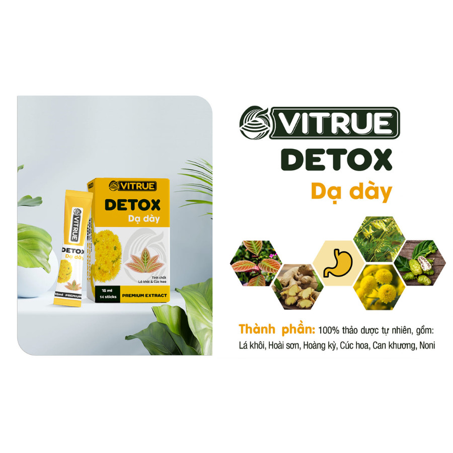 VITRUE Detox dạ dày -(Hộp 14 gói x 15ml) Giúp hệ tiêu hoá khoẻ mạnh ...