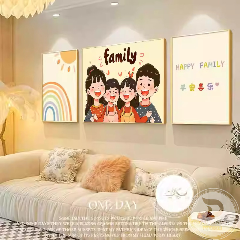 L01 Set 3 Tranh gia đình decor phòng ngủ treo tường trang trí phòng ...