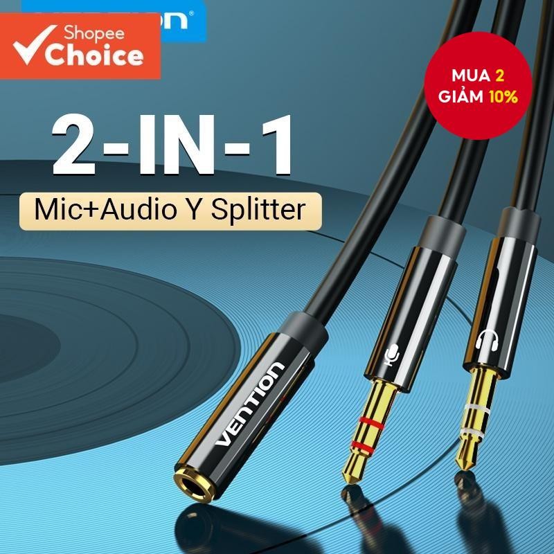 [Shopee Choice] Bộ chia âm thanh Vention Bộ chuyển đổi tai nghe Cáp Aux ...